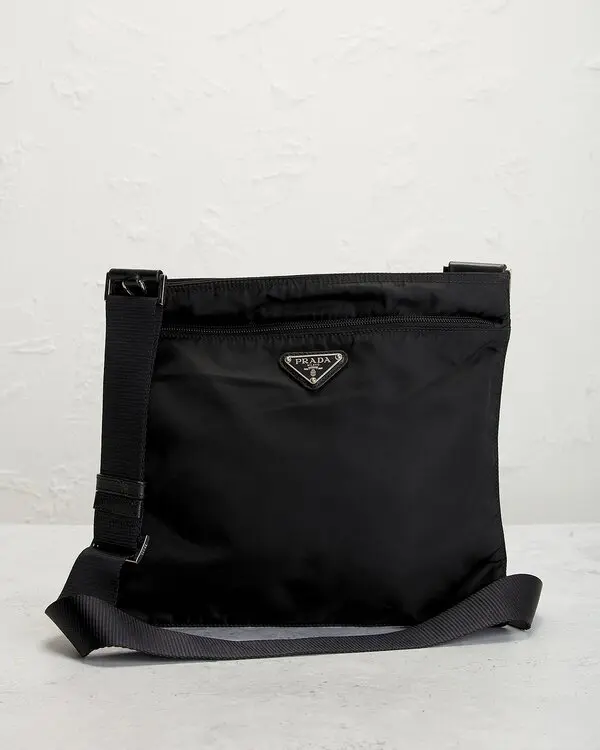 FWRD RENEW Prada Tessuto Flat Messenger Bag