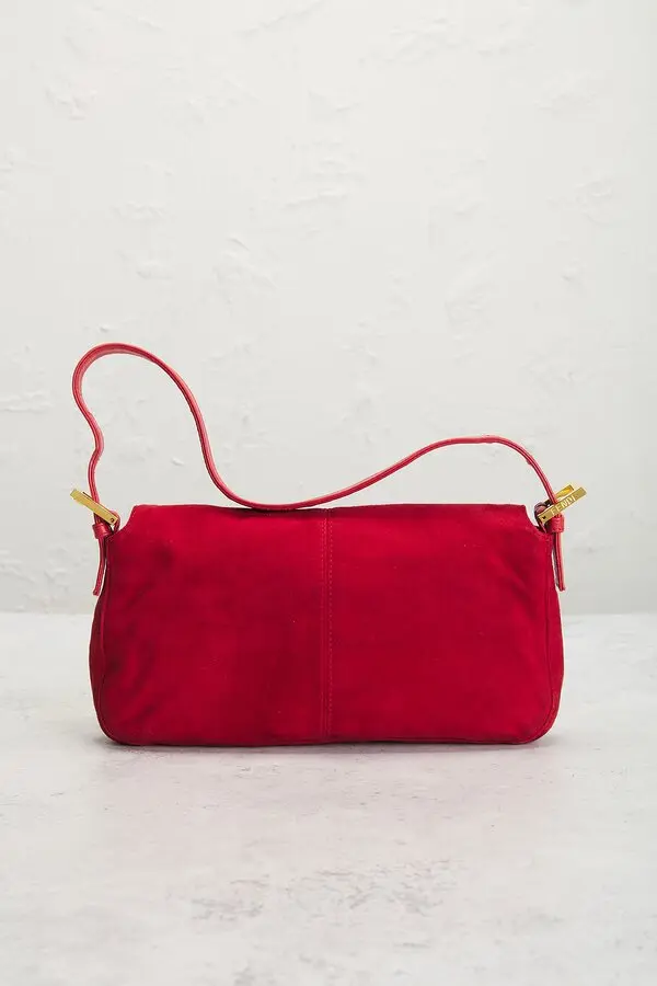 Fendi Suede Baguette Shoulder Bag