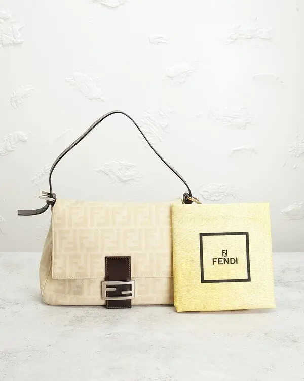 FWRD RENEW Fendi Zucca Mama Forever Baguette Shoulder Bag - Neutral