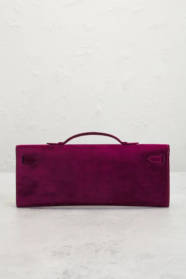 Hermès Kelly Cut Pochette In Burgundy Suede