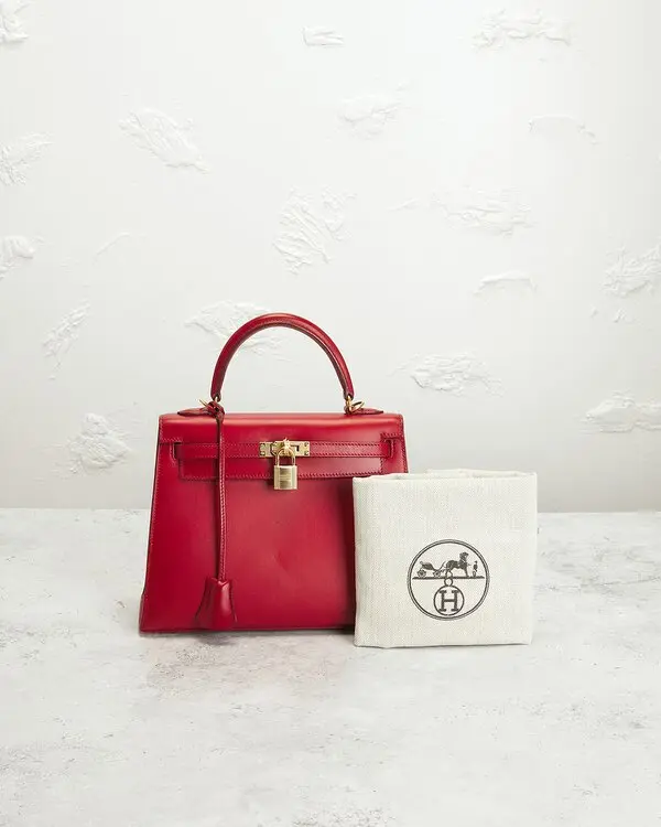 FWRD RENEW Hermes Box Kelly 25 Handbag - Rouge
