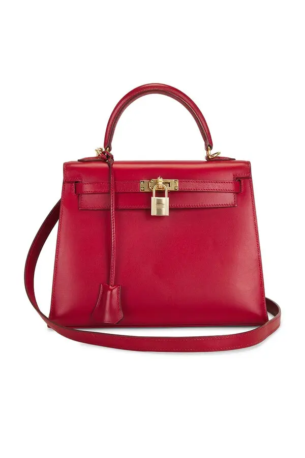 Hermès Box Kelly 25 Handbag In Red - Rouge