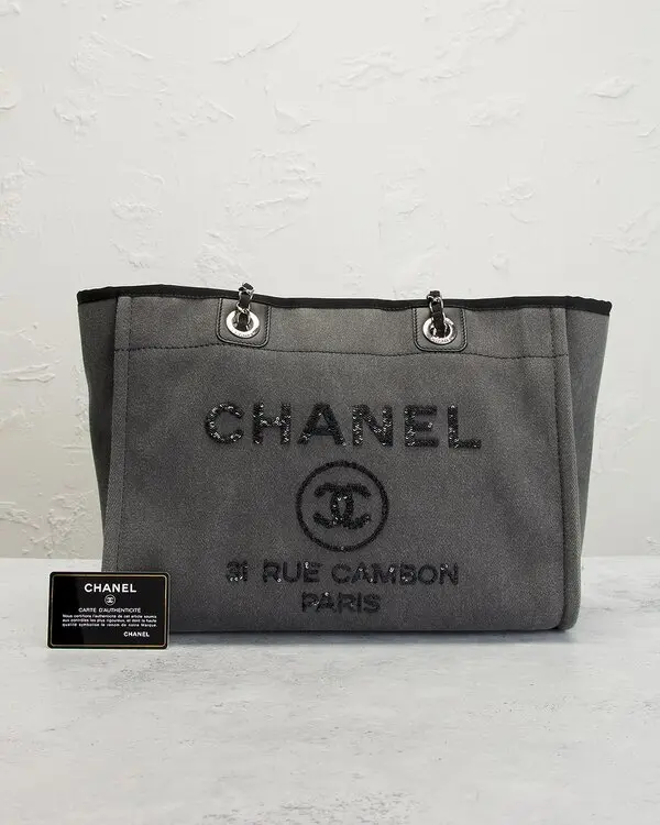 FWRD RENEW Chanel Small Deauville Tote Bag - Gray