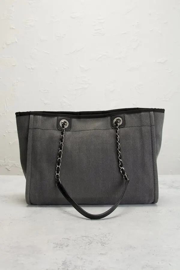 Chanel Small Deauville Tote Bag - Gray