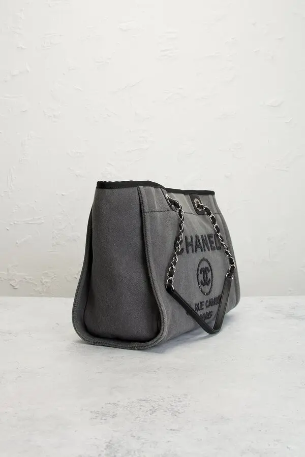Chanel Small Deauville Tote Bag - Gray