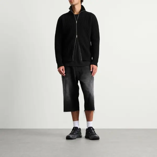 MAISON MARGIELA Zip Through High Neck Jumper - Black