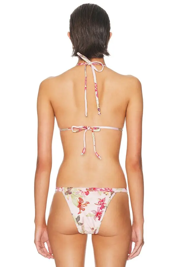 PatBO Orchid Bloom Lycra Triangle Bikini Top In Pink