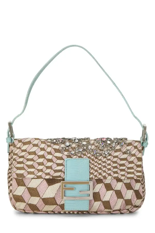 Fendi Multicolor Canvas Embellished Baguette - Multi
