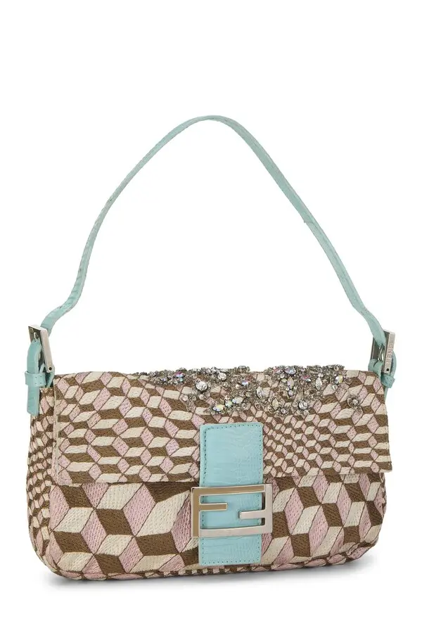 Fendi Multicolor Canvas Embellished Baguette