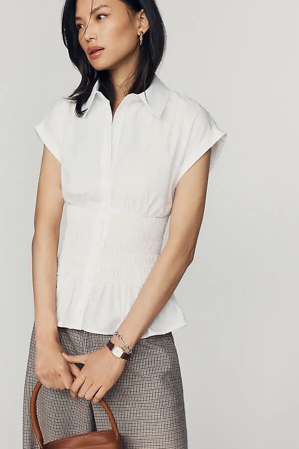 Maeve Cotton Smocked Blouse - White