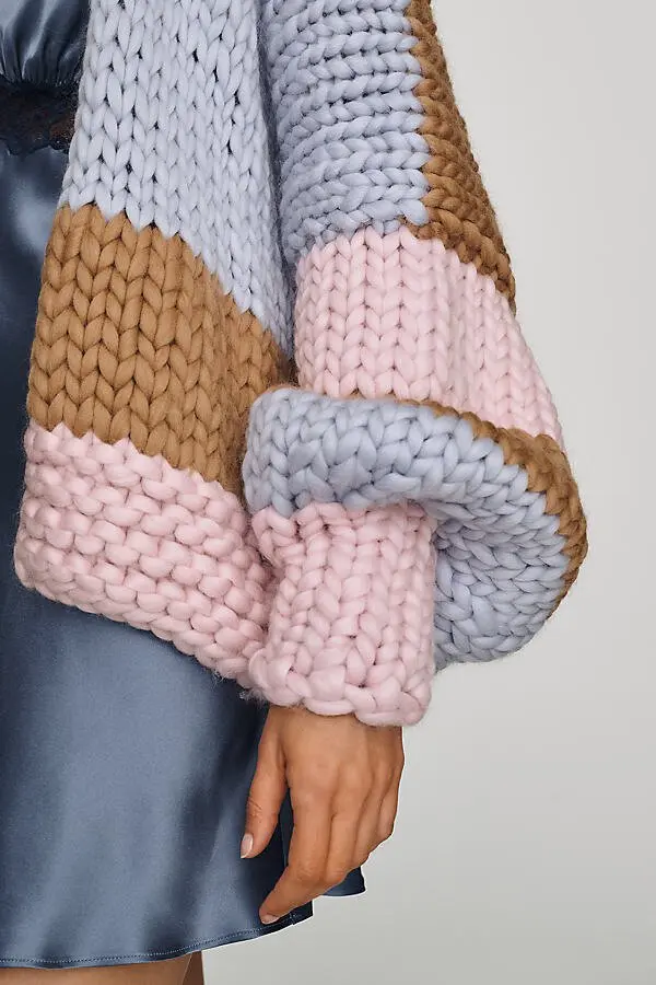 HOPE MACAULAY Noa Wool Chunky Knit Cardigan