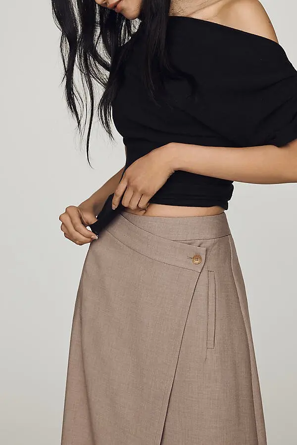 Anthropologie Crossover Wrap Maxi Skirt