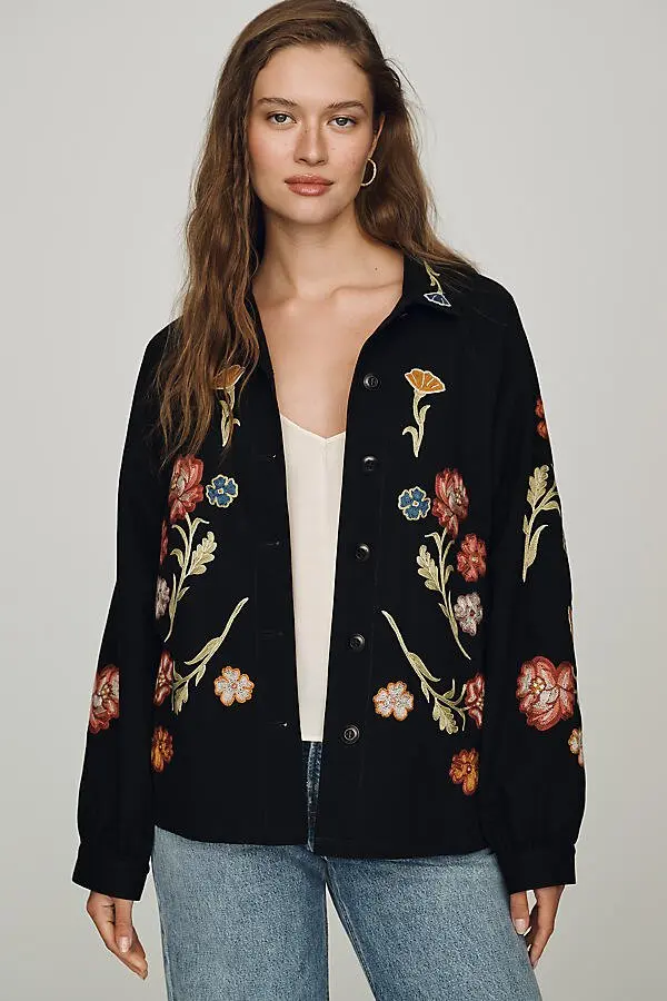 The Great. Cotton Embroidered Buttondown Shirt - Almost Black