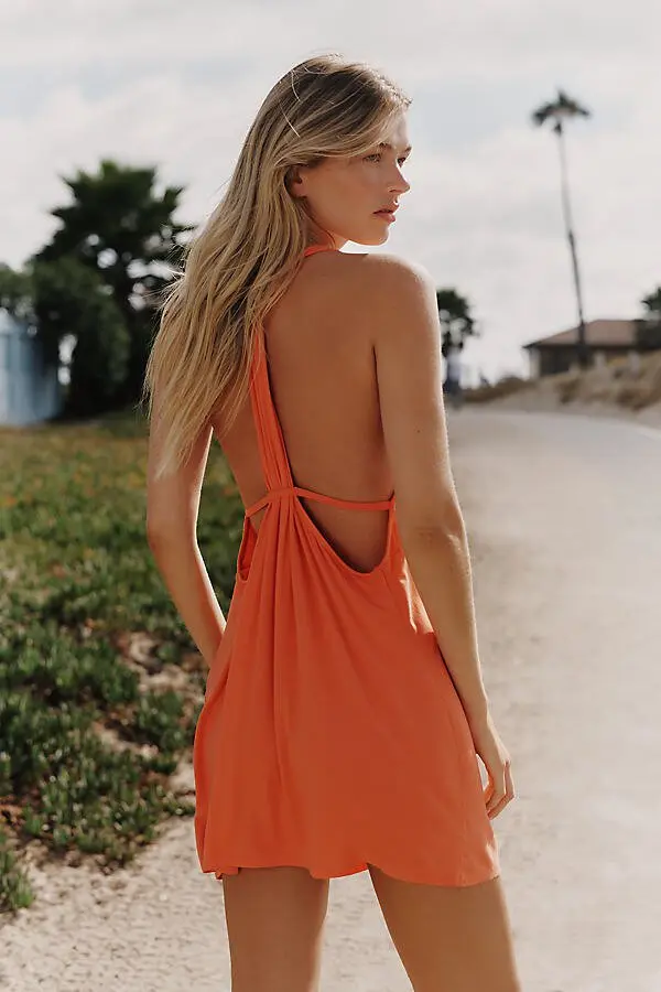 CELANDINE Strappy Plunge Knit Mini Dress