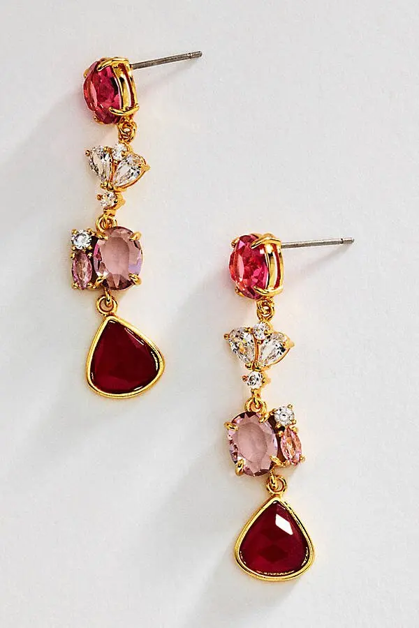 Anthropologie Mixed Pearl Stone Earrgs - Pink
