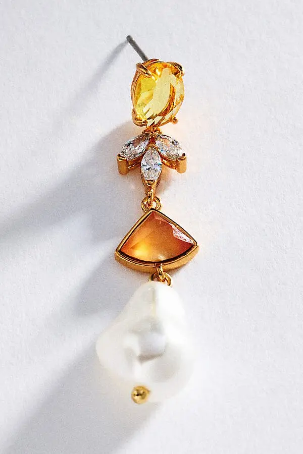 Anthropologie Mixed Stone Drop Earrings - Yellow
