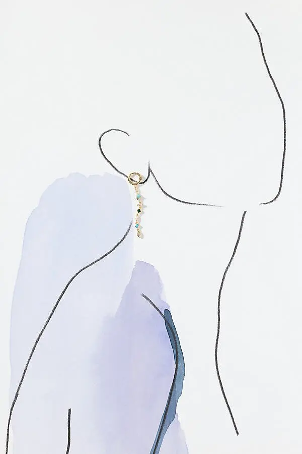 Anthropologie Mixed Stone Dangle Huggie Earrings - Blue Green