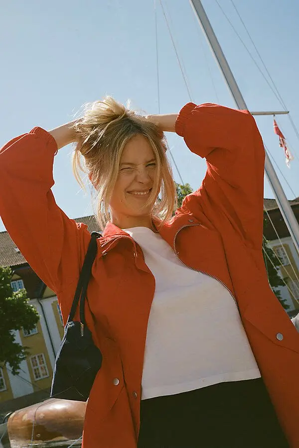 Maeve Funnel-neck Tech Jacket - Red