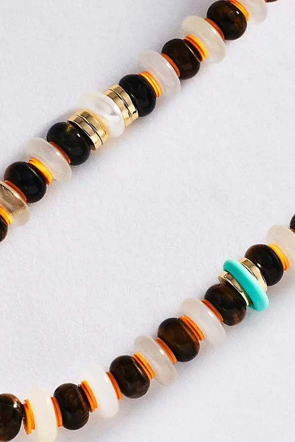 Anthropologie Beaded Statement Necklace - Brown