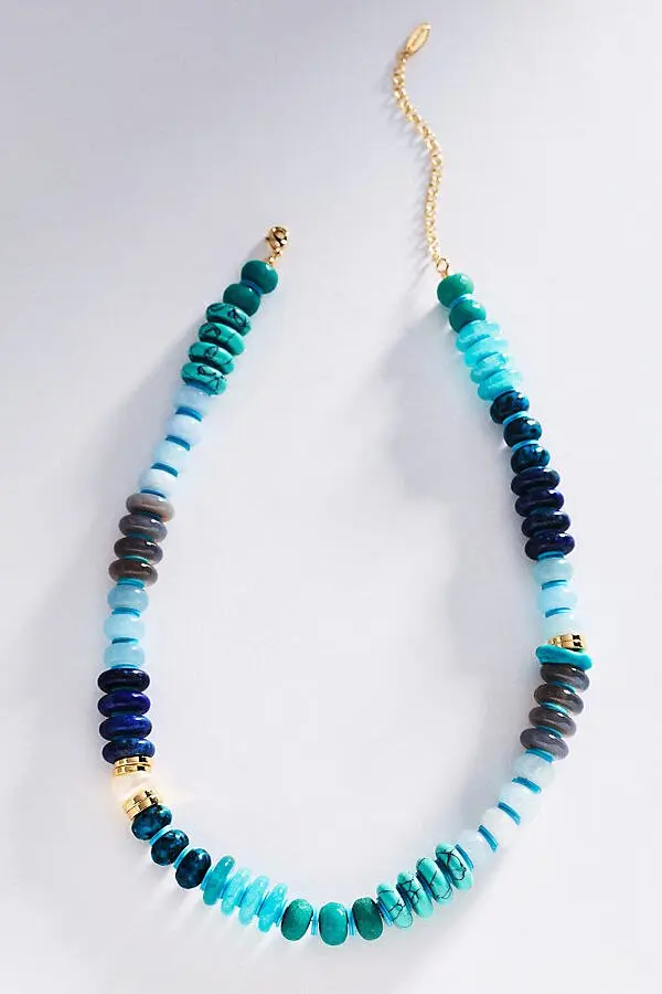 Anthropologie Beaded Preppy Necklace - Denim