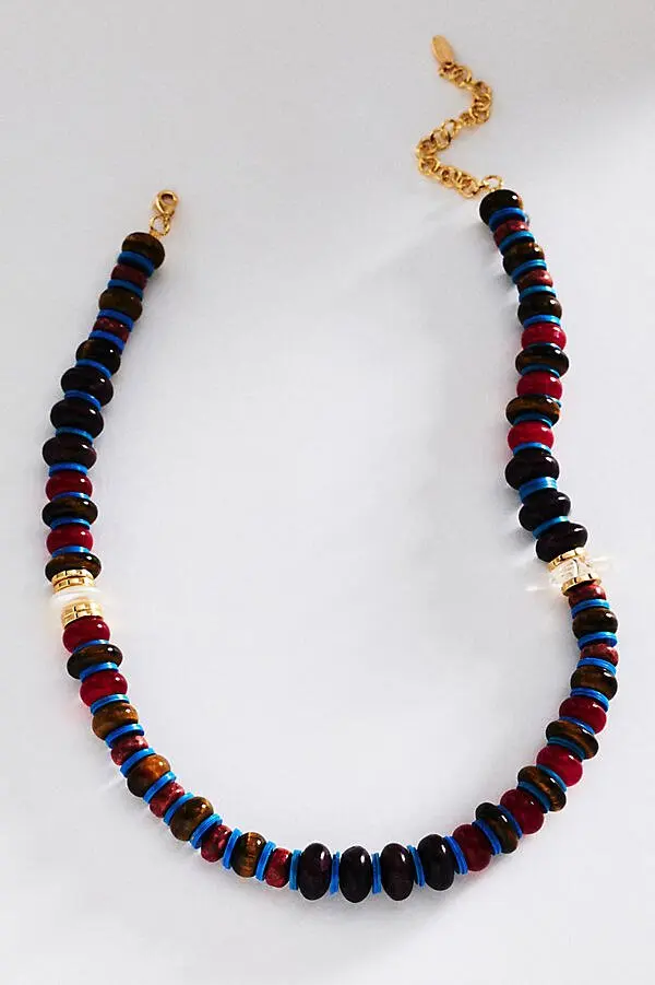 Anthropologie Beaded Preppy Necklace - Plum