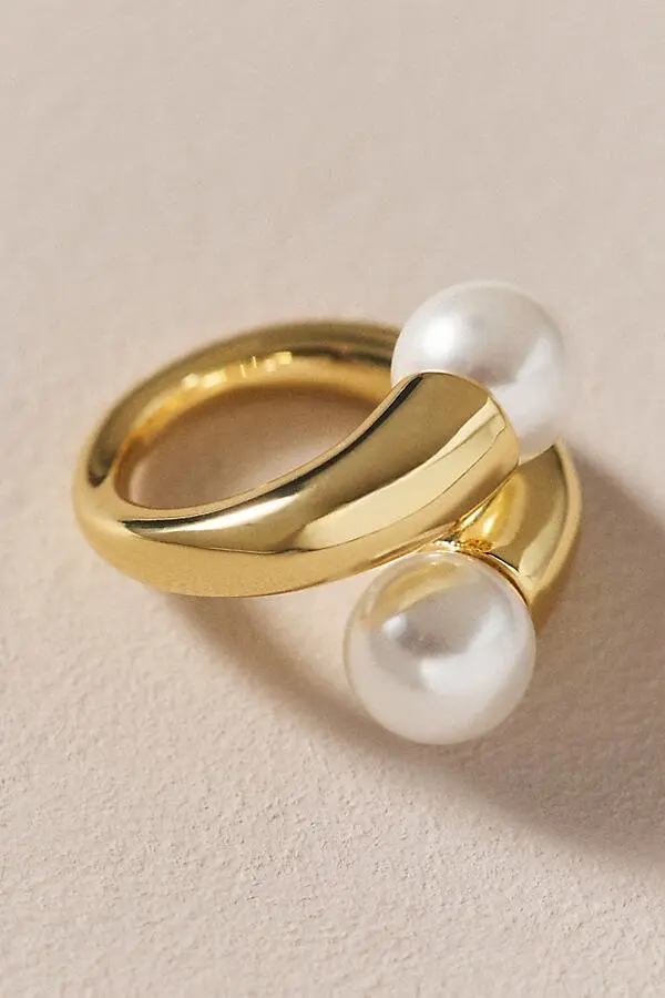 Anthropologie Chunky Twist Pearl Ring