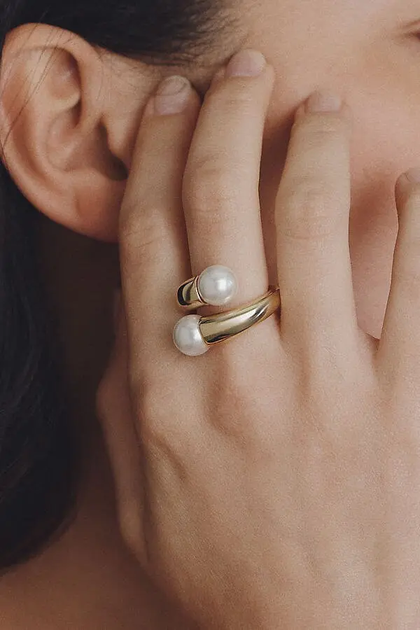 Anthropologie Chunky Twist Pearl Ring
