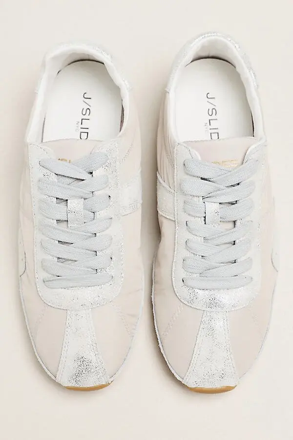 J Shoes Silver Leather Sneakers