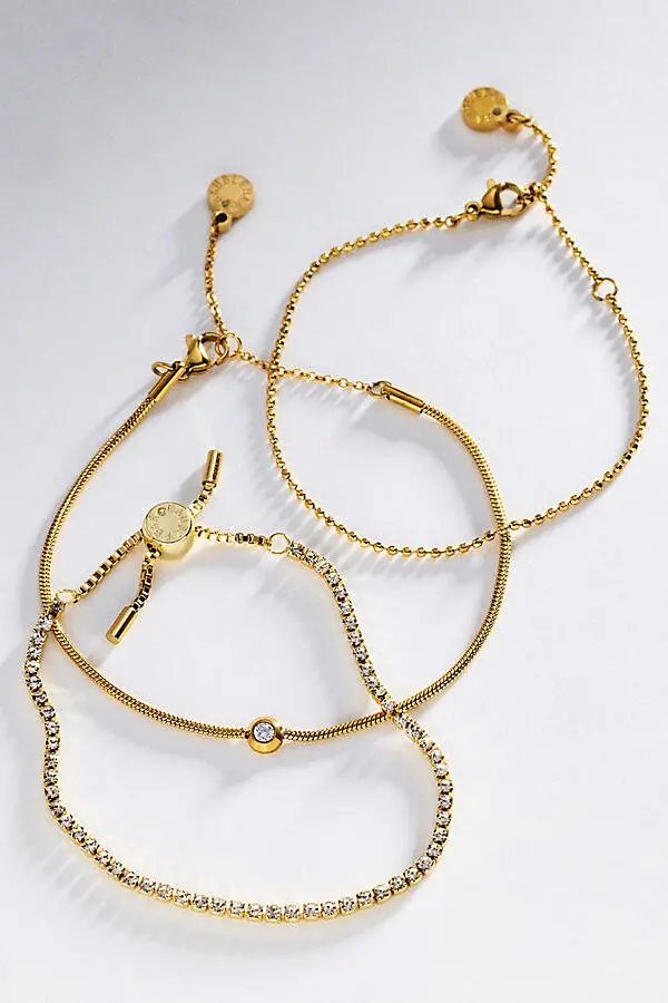 Baublebar Cathere Water-resistant Bracelets, Set Of 3 - Gold