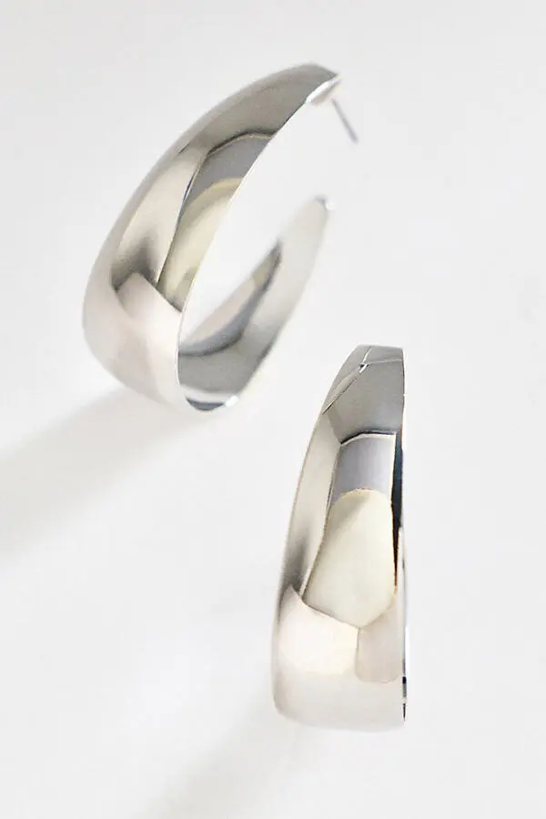Anthropologie Chunky Hoop Earrgs - Silver