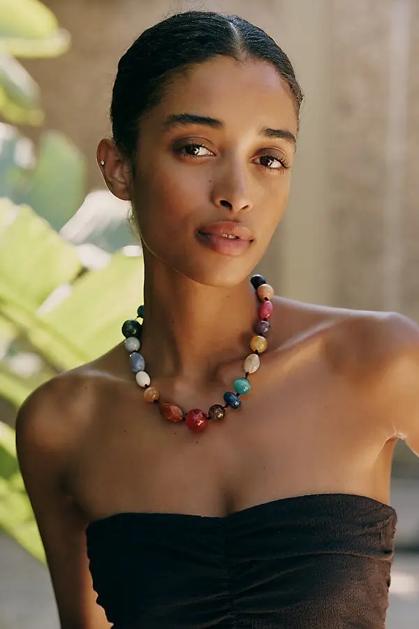 Anthropologie Beaded Cord Necklace - Multi