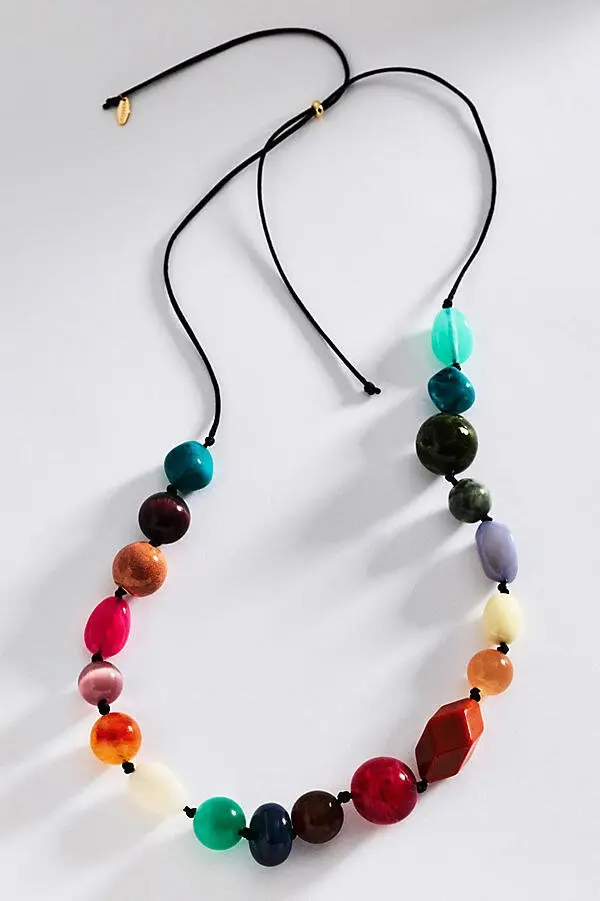 Anthropologie Beaded Cord Necklace - Multi