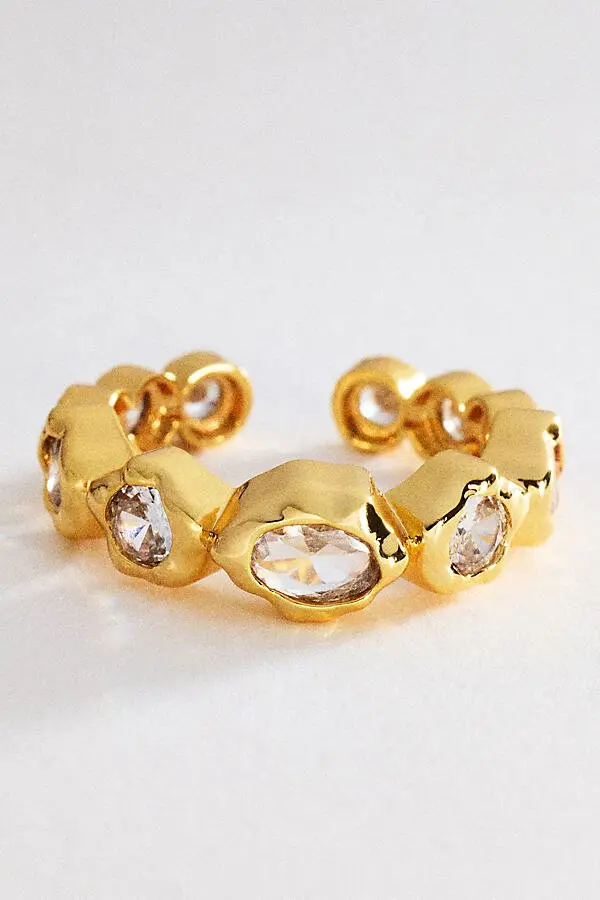 Anthropologie Crystal Bezel Ring - Gold