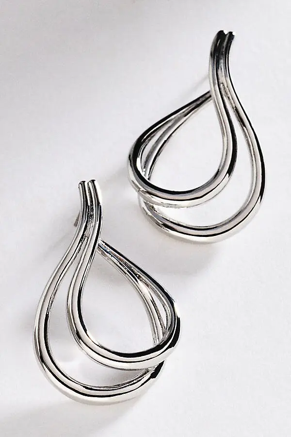 Anthropologie Twisted Teardrop Earrgs - Silver