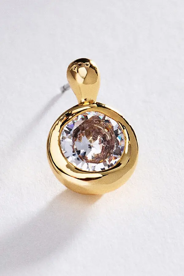 Anthropologie Bezel Crystal Post Earrgs - Gold