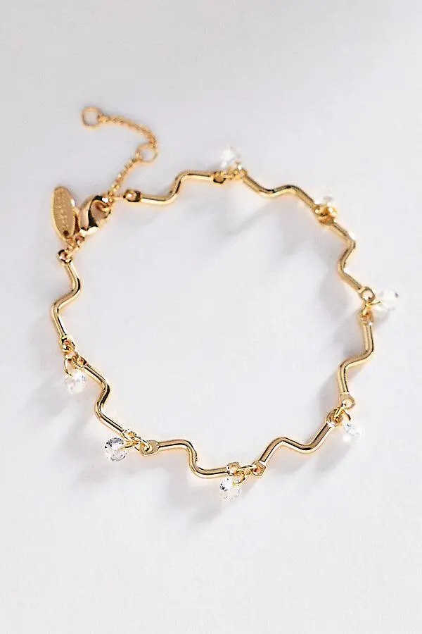 Anthropologie Swirled Crystal Bracelet - Gold