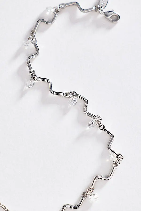Anthropologie Swirled Crystal Bracelet - Silver