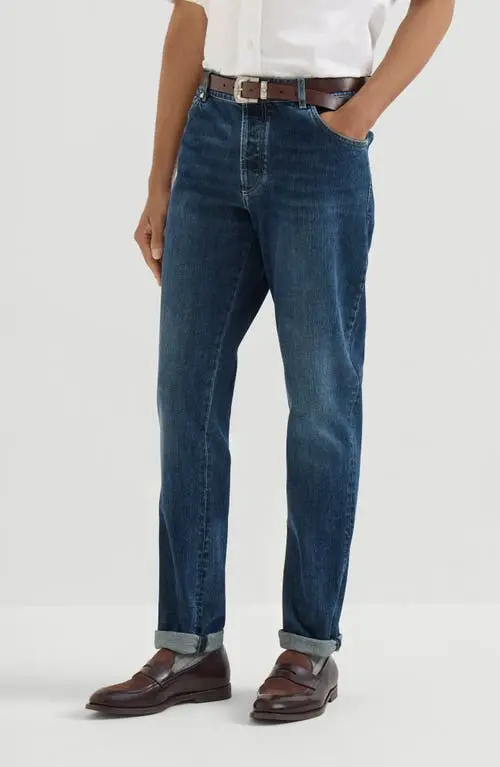Brunello Cucinelli Comfort Denim Five-pocket Trousers - Dark Denim