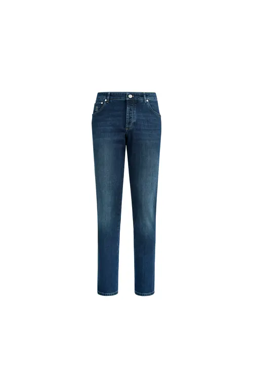 Brunello Cucinelli Comfort Denim Five-pocket Trousers - Dark Denim