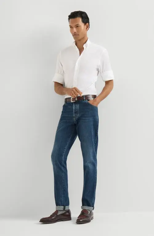 Brunello Cucinelli Comfort Denim Five-pocket Trousers - Dark Denim