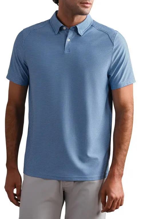 RHONE Commuter Stripe Performance Polo - Arctic Blue Stripe