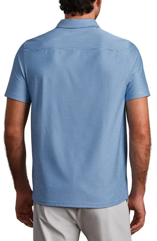 RHONE Commuter Stripe Performance Polo - Arctic Blue Stripe