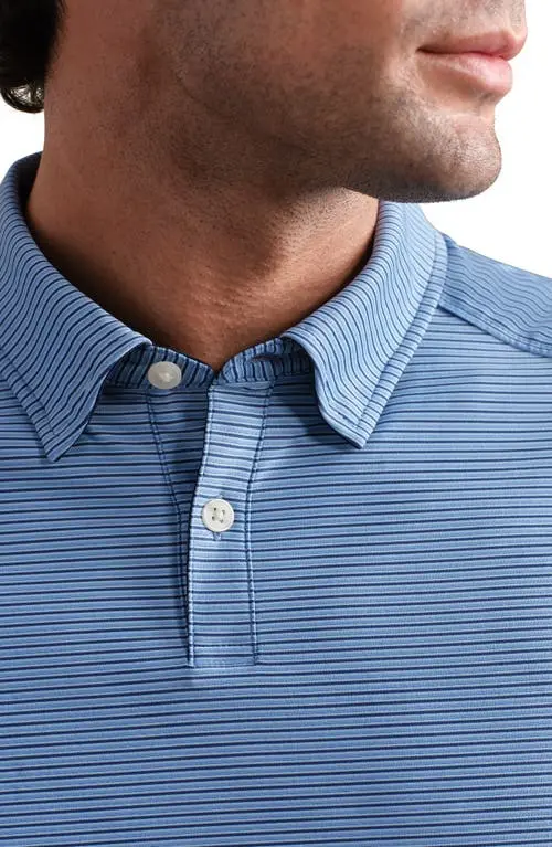 RHONE Commuter Stripe Performance Polo - Arctic Blue Stripe