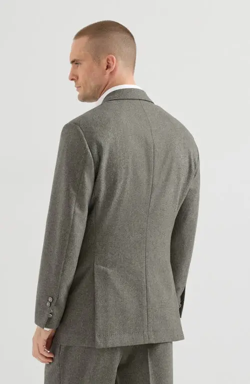 Brunello Cucinelli Virgin Wool Flannel Cavallo Tailor Blazer With Metal Buttons