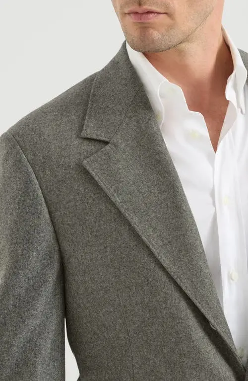 Brunello Cucinelli Virgin Wool Flannel Cavallo Tailor Blazer With Metal Buttons