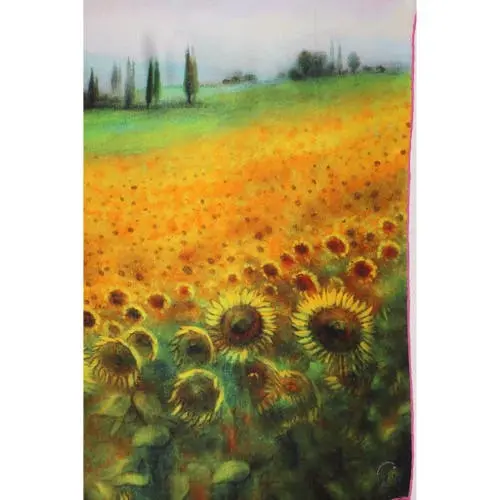 ANNETTE AMOROSO Girasoli Sunflower Silk Satin Scarf