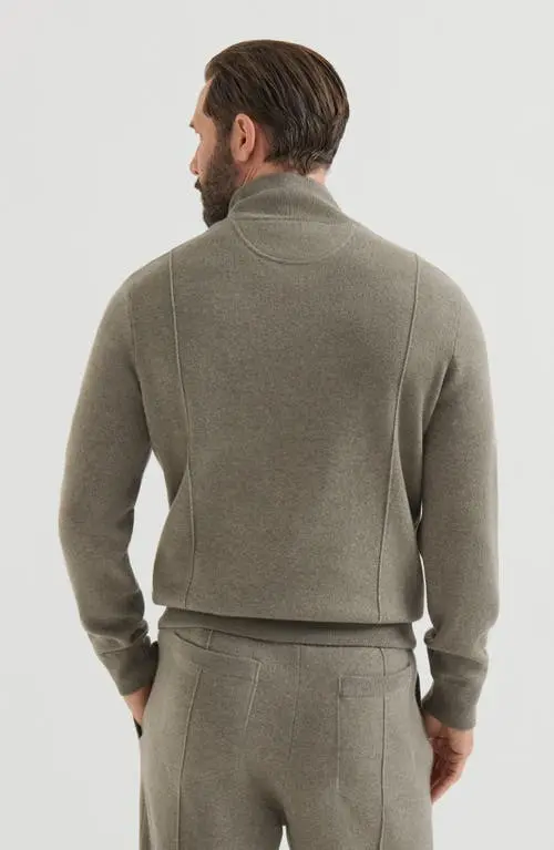 Brunello Cucinelli Cashmere Double Knit Zipper Cardigan - Military