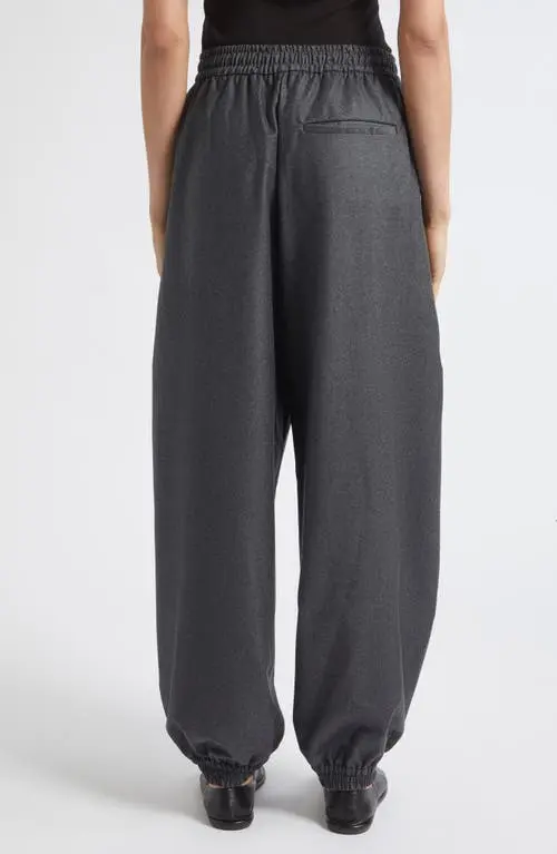 RÓHE Virgin Wool Balloon Track Joggers - Dark Grey Melange