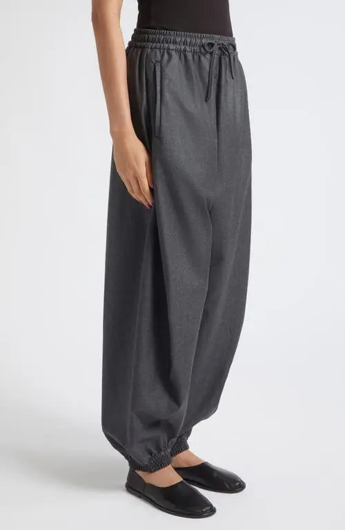 RÓHE Virgin Wool Balloon Track Joggers - Dark Grey Melange