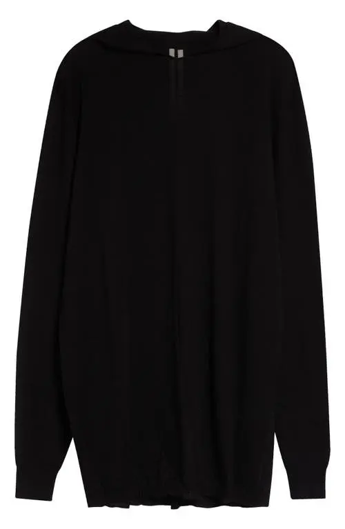 Rick Owens Oversize Hooded Wool Sweater - Black